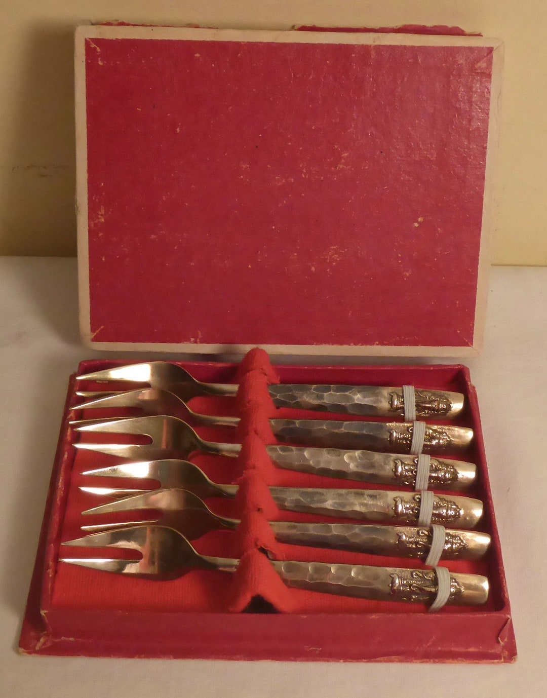 Set of 6 Thai Bronze Condiment Forks in Original Box-p.r. Thaibronze ...