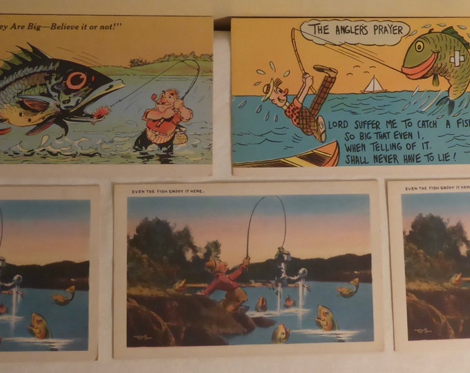 Two Funny Fishing Postcards. Mint - Etsy Canada