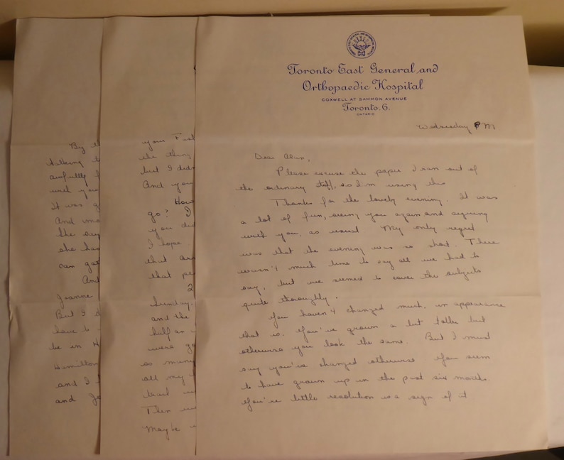 1950's Hand Written Letter on Toronto East General and - Etsy