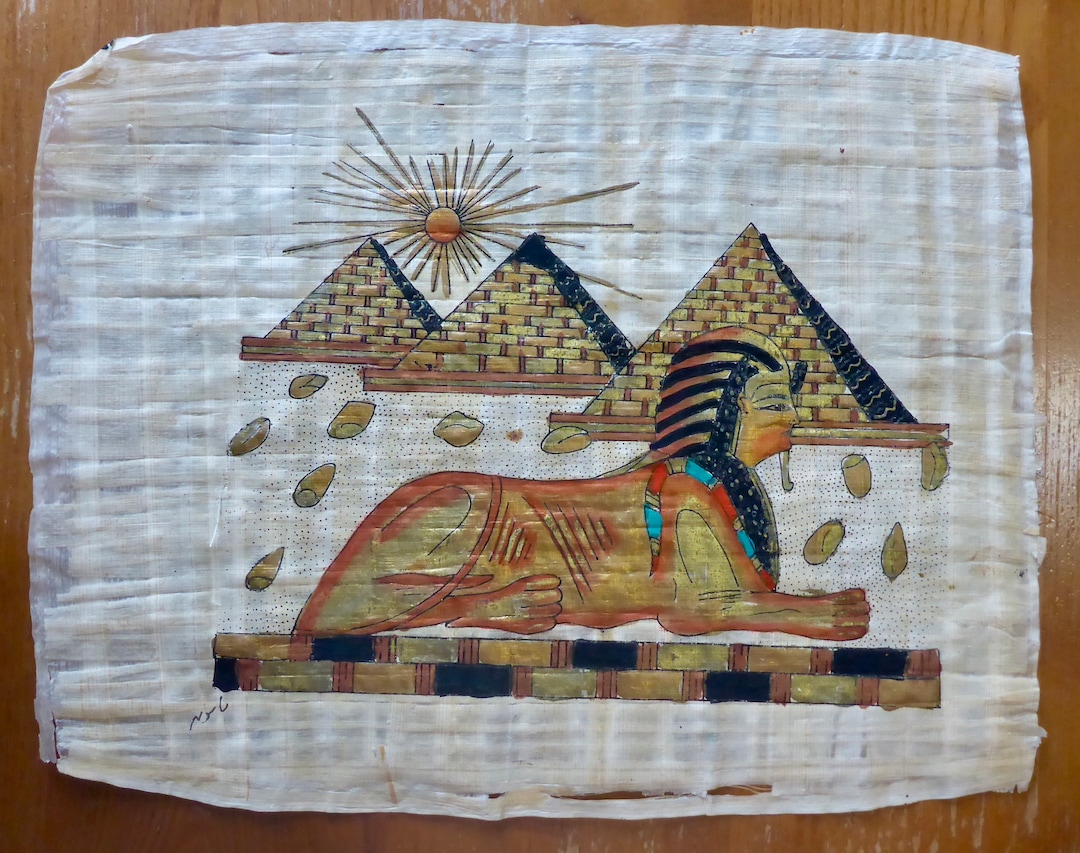 Original Signed Egyptian Papyrus Painting-vintage Egyptian Painted ...