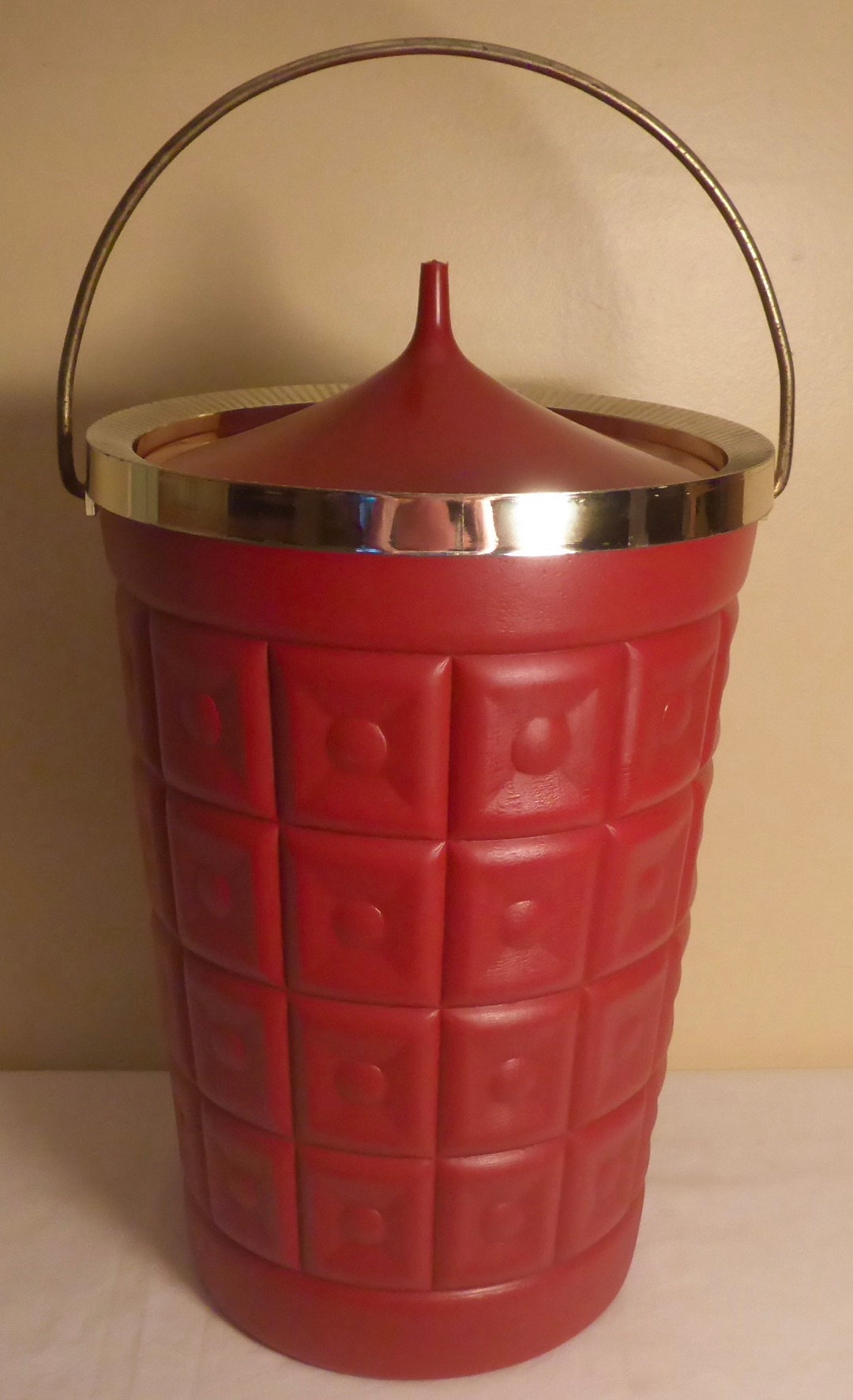 Vintage Red Lustro Ware Plastic Ice Bucket - MCM Empire Red Lustro Ware ...