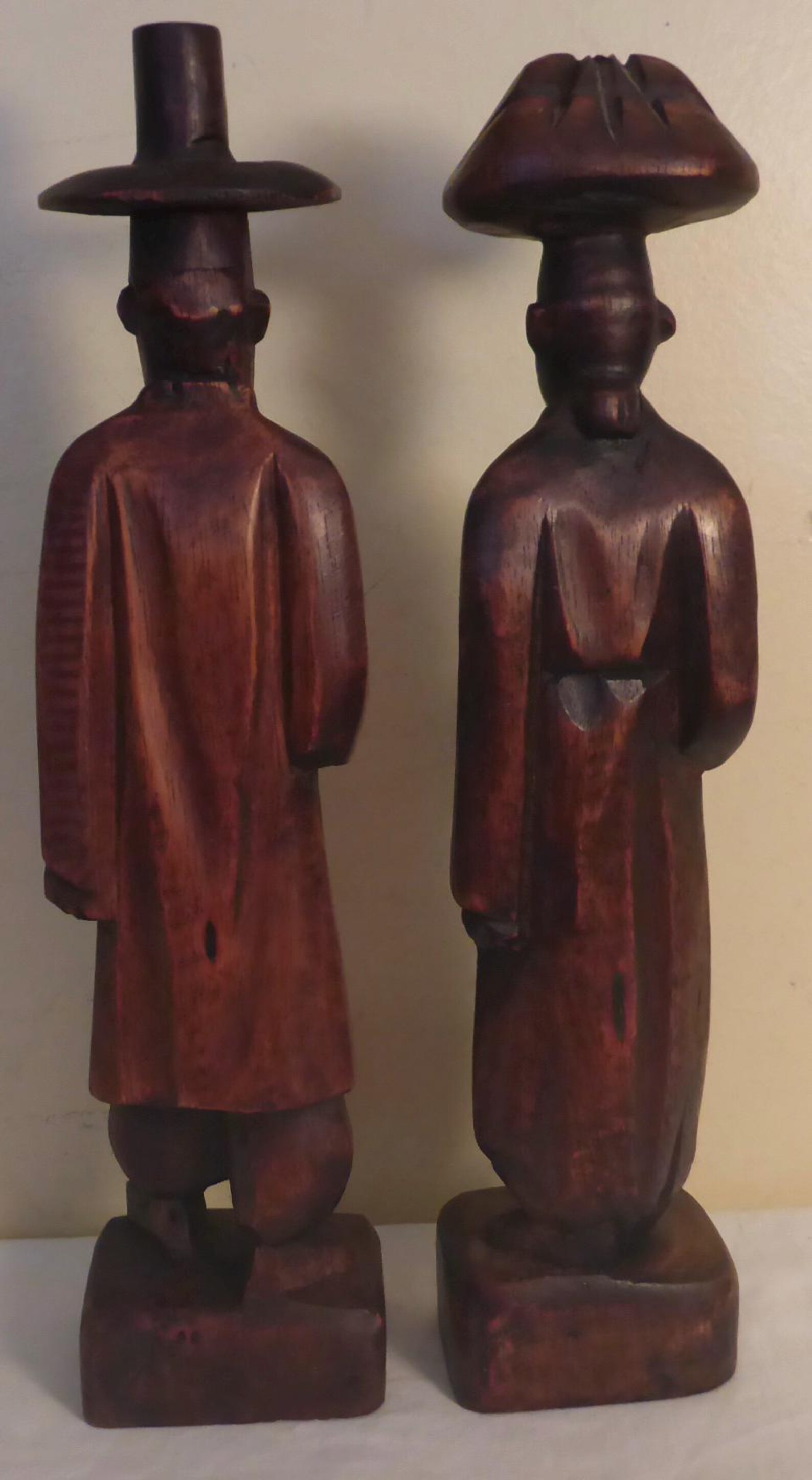 Vintage Korean Hand Carved Wooden Mamasan & Papasan Figurines - Vintage ...