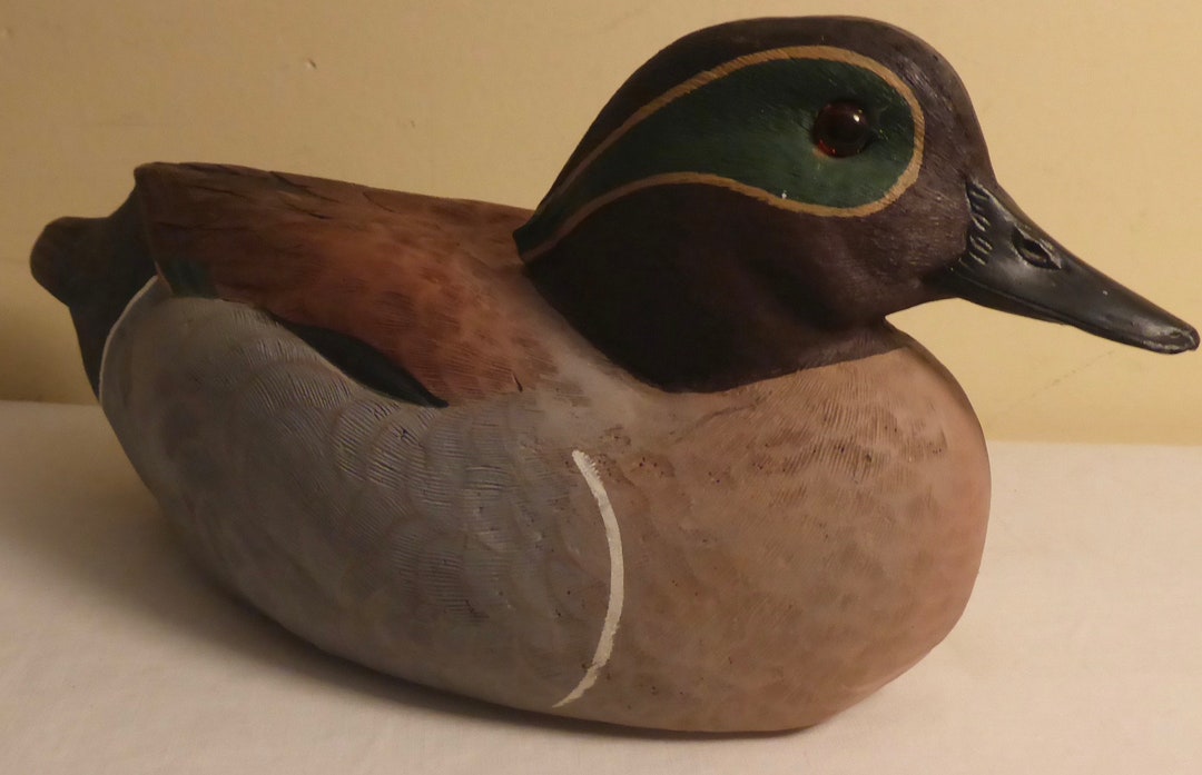 Vintage Joseph Revello Hand Carved Hand Painted Wood/resin Teal Drake ...