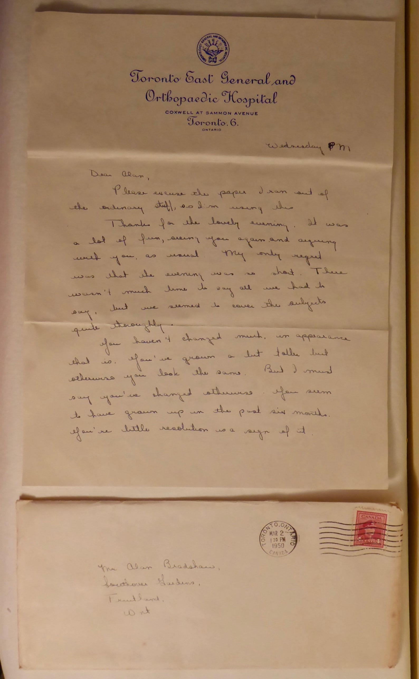 1950's Hand Written Letter on Toronto East General and - Etsy