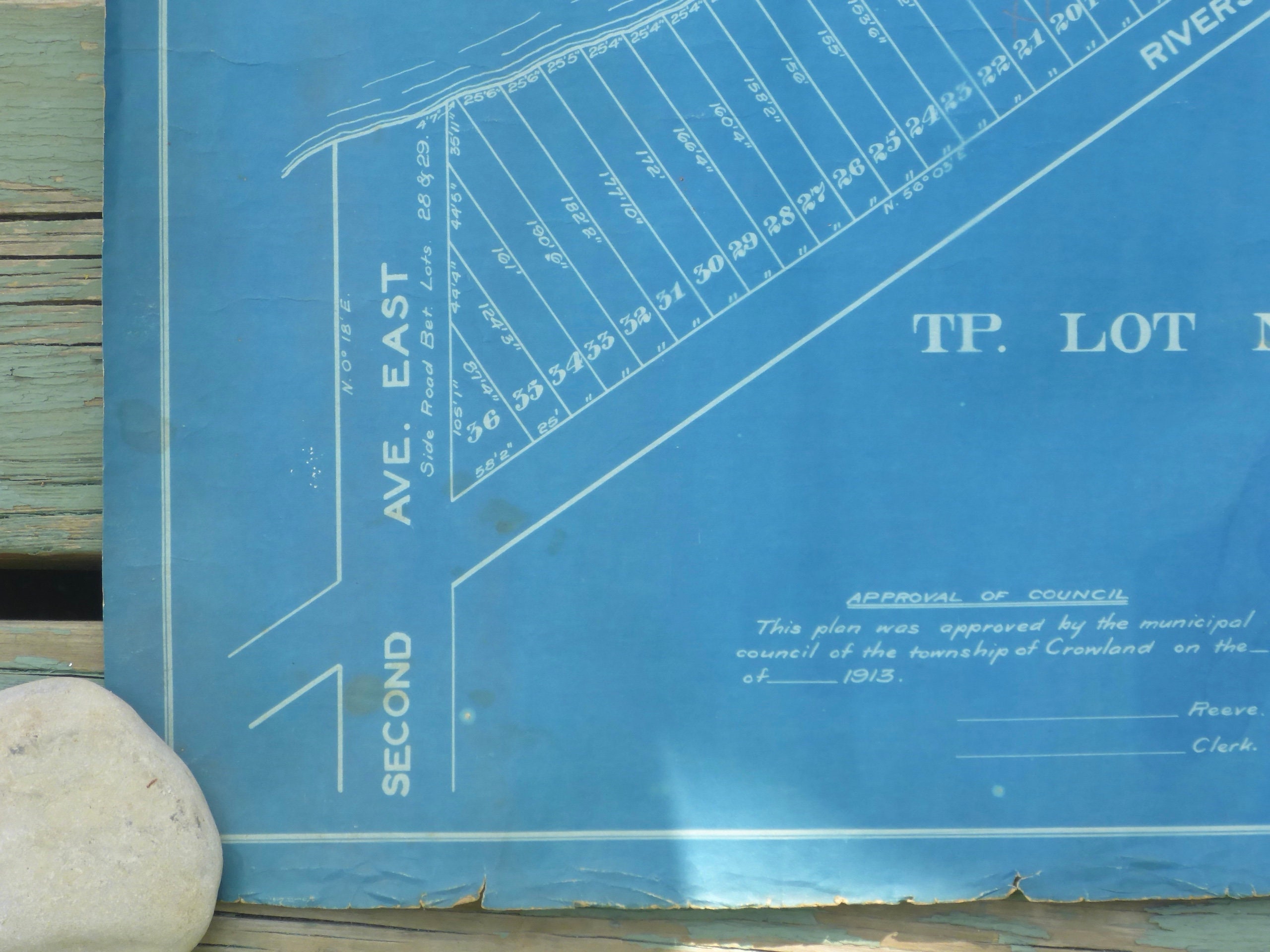1913 Blueprint of a Plan of Subdivision on Riverside Drive Welland ...