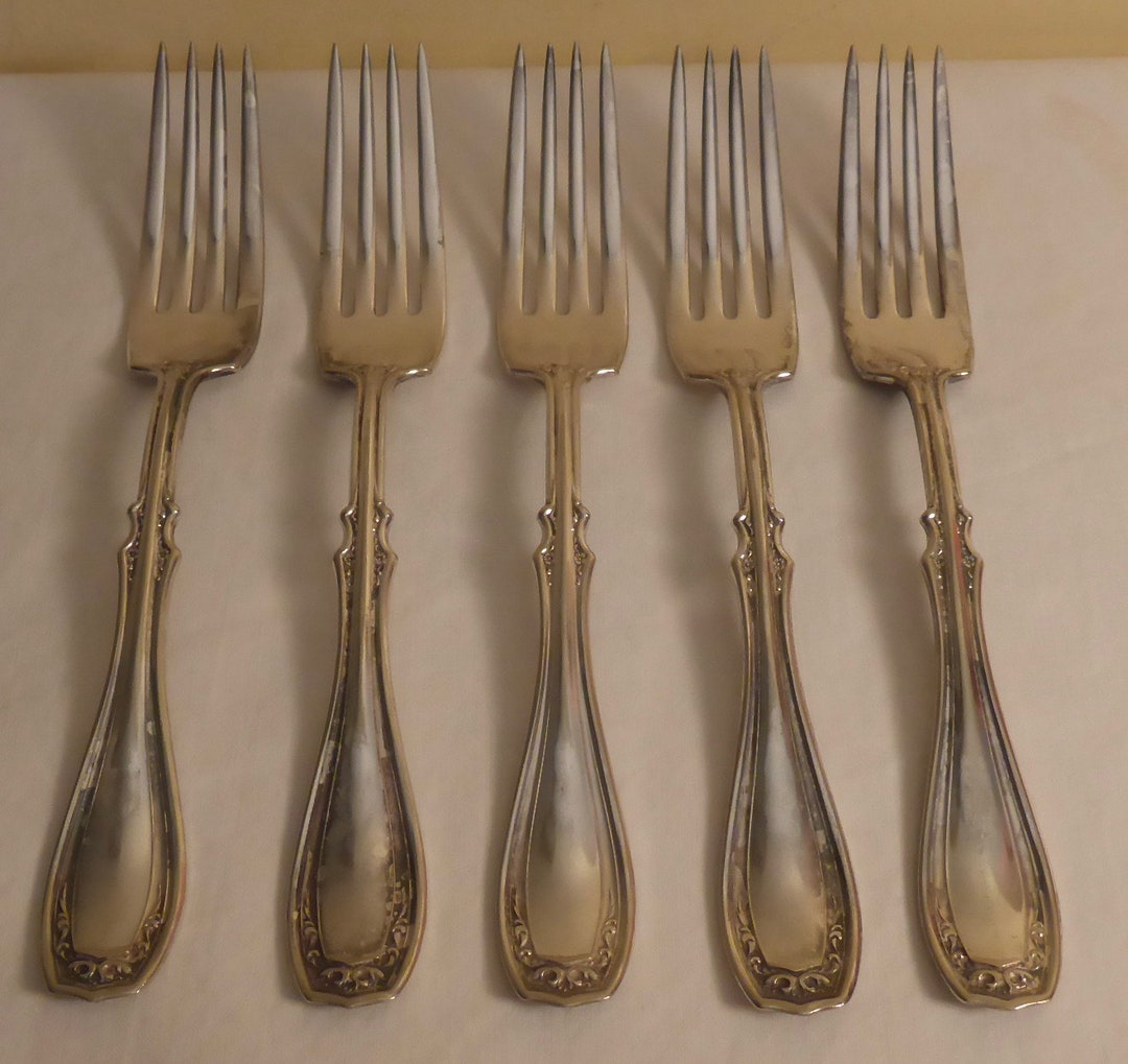 5 Antique Wm A Rogers 1916 WR Irving Pattern Keystone Design Silver ...