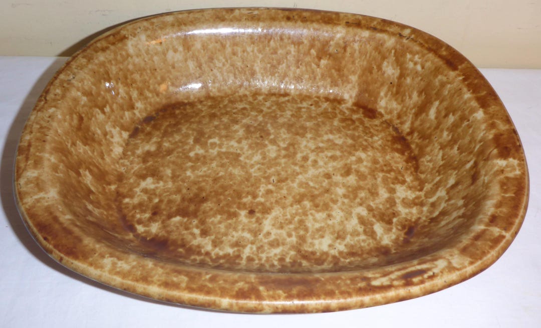 Antique Bennington Pottery Oval Bowl - Antique Un-marked 11" Bennington ...