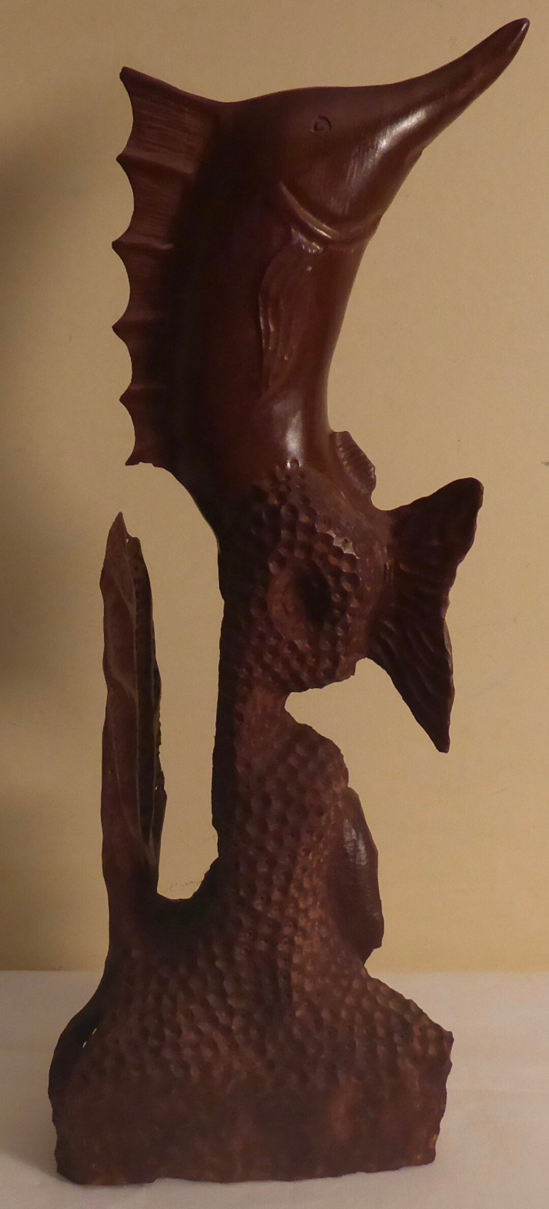 Vintage Hand Carved Wooden Swordfish Figurine - 12" Vintage Hand ...