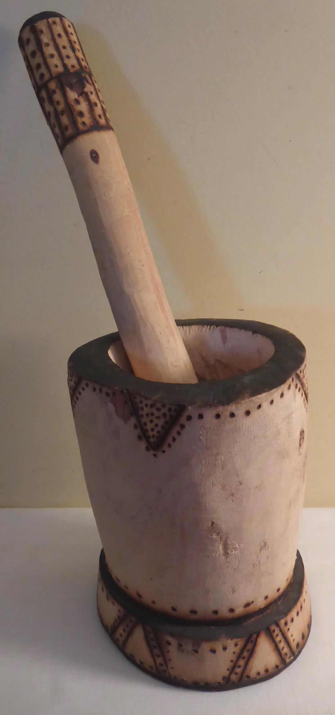 Large Vintage Hand Crafted Wooden African Mortar & Pestle Large African Hand Crafted Wooden ...