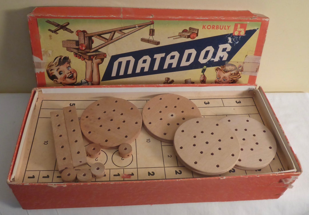 Box of Vintage Wooden Matador Building Blocks - Vintage Wooden Matador ...