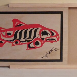 Aboriginal Northwest Coast Corey Bullpitt Haida Gwaii BC Salmon Box ...