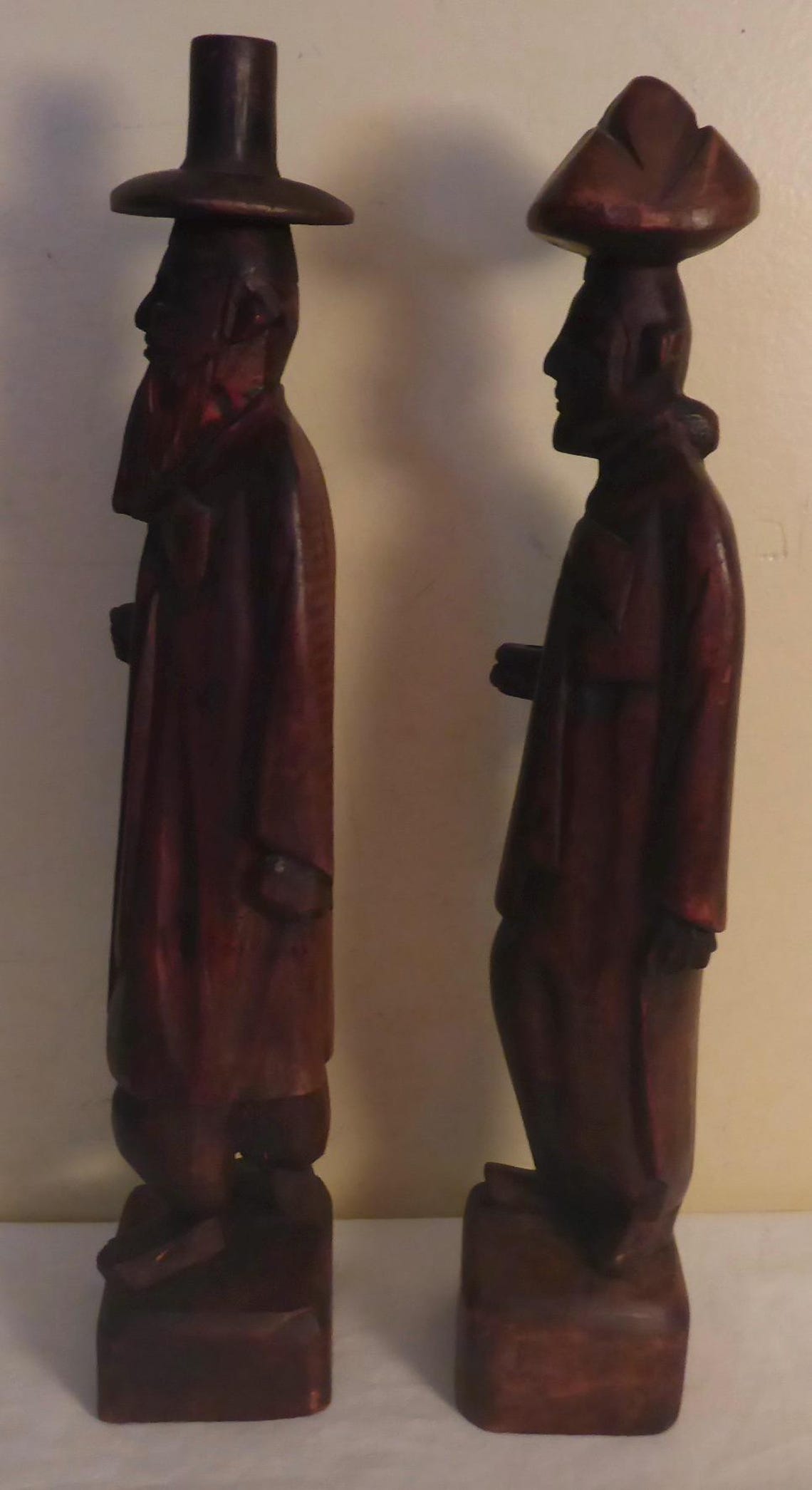 Vintage Korean Hand Carved Wooden Mamasan & Papasan Figurines - Vintage ...