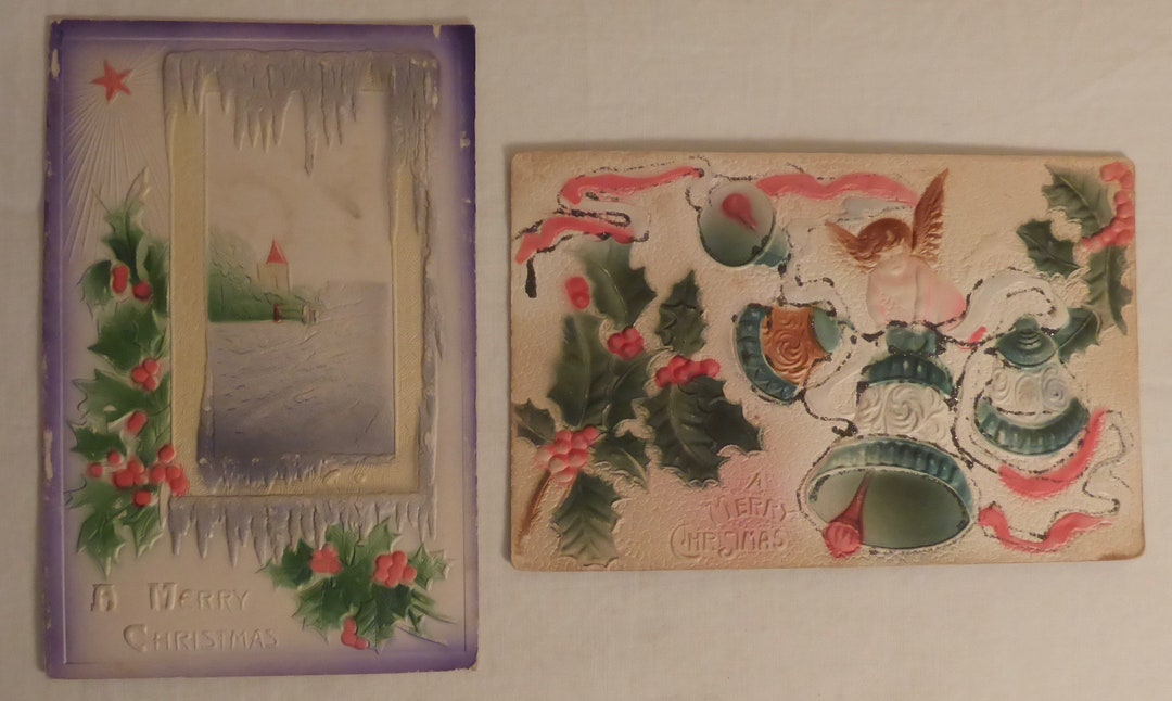 2 Antique Victorian Christmas Post Cards - 2 Antique Christmas Post ...