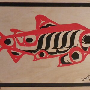 Aboriginal Northwest Coast Corey Bullpitt Haida Gwaii BC Salmon Box ...