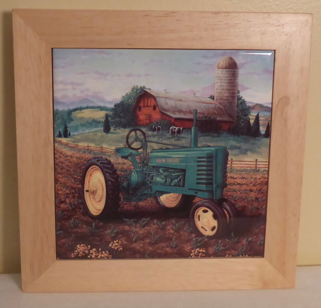 Antique John Deere Tractor Tile-framed Antique John Deere Tractor Tile ...