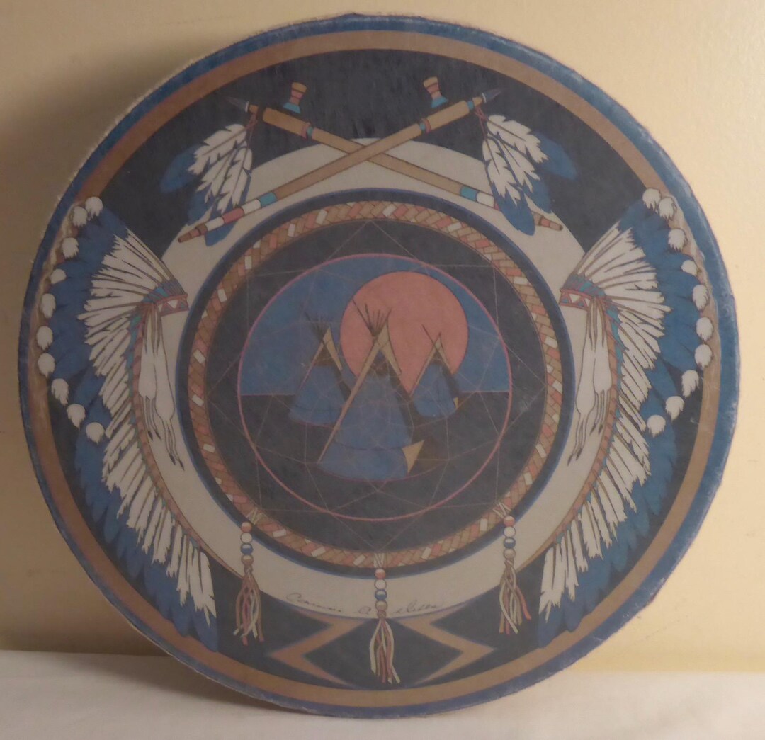 Vintage Northwest Coast Haida First Nations Drum Signed Clarence A ...