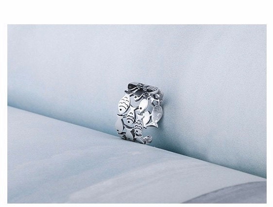 Fish Band Ring Sterling Silver | Etsy