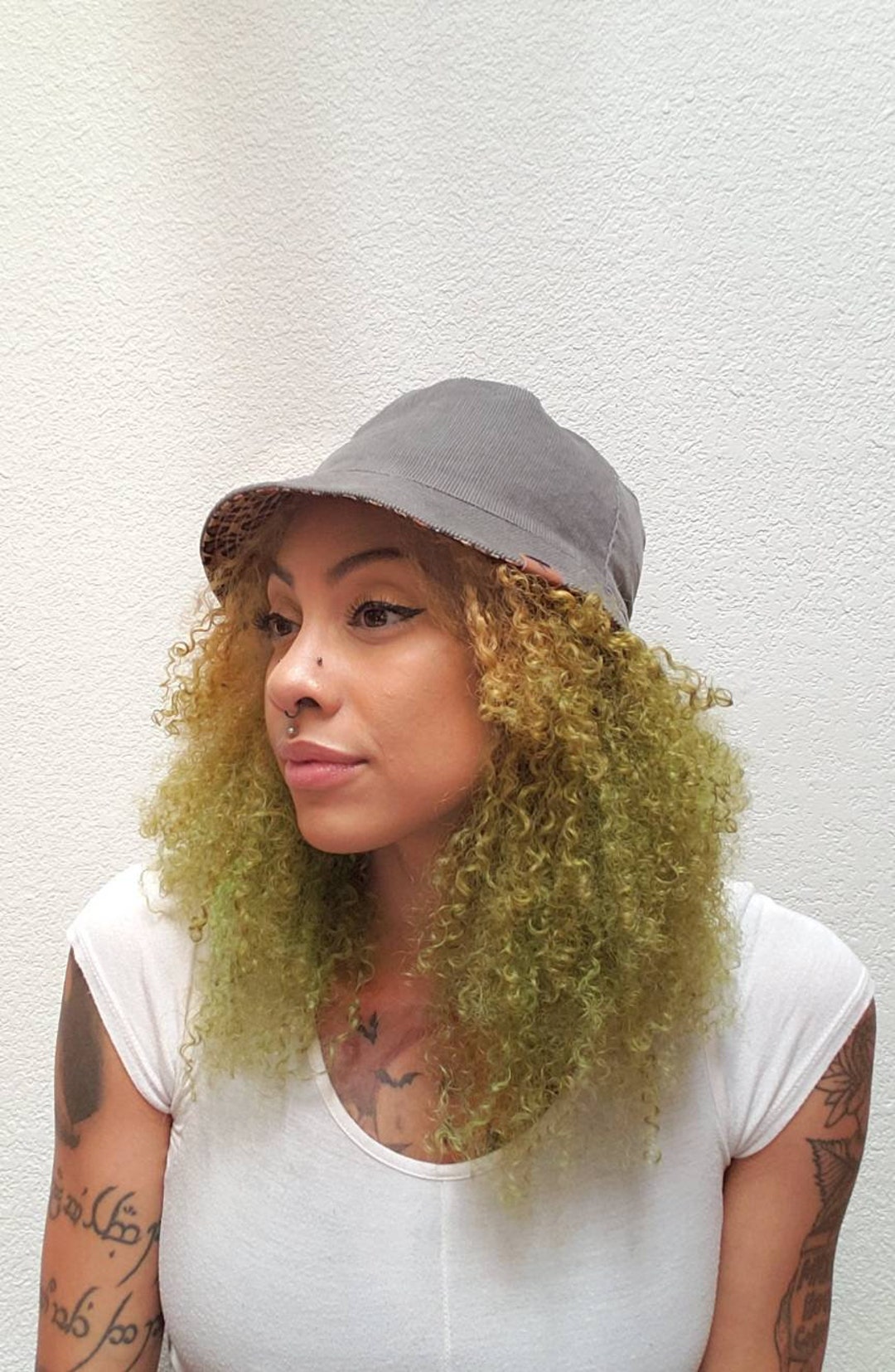 ERICKA | Gray Corduroy Satin Lined Bucket Hat Cap Spring Summer Hat for ...