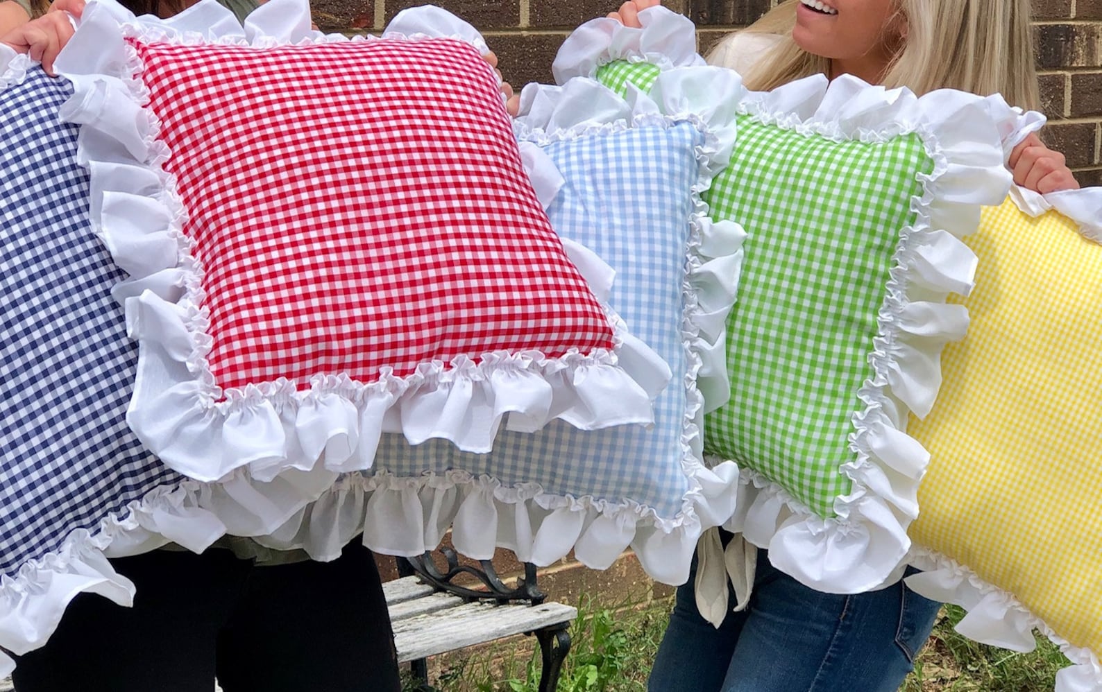 Ruffled Gingham Pillows - Etsy