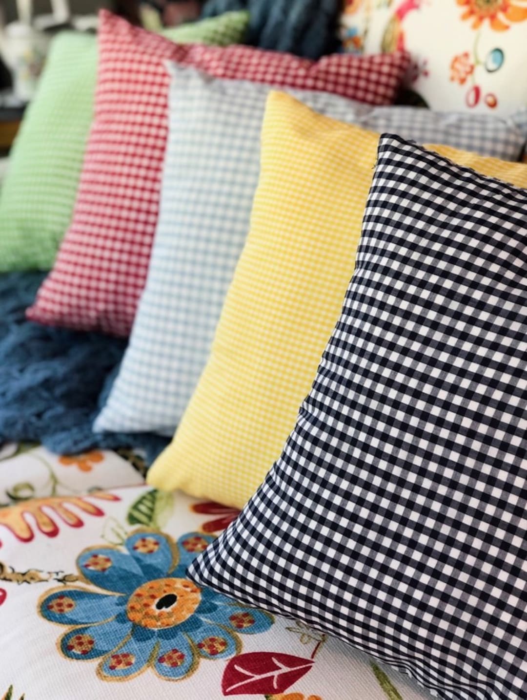 Tailored Gingham Pillows - Etsy
