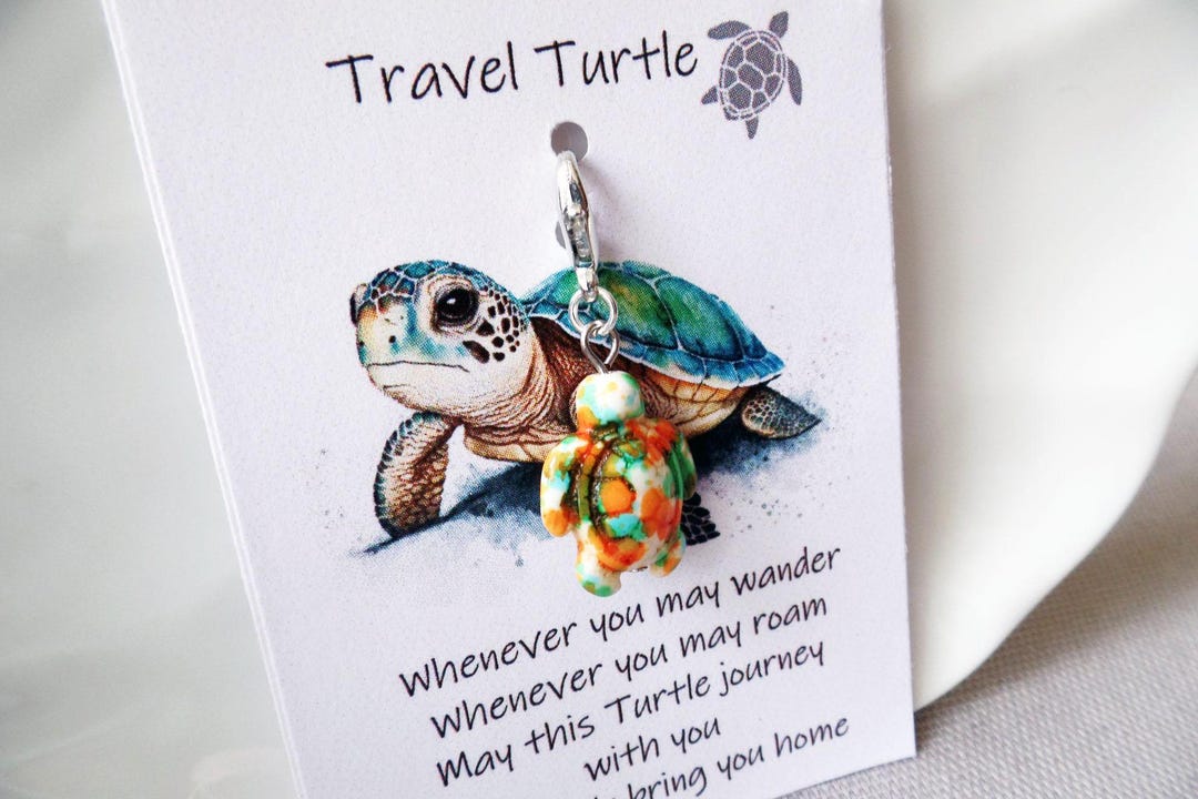 Travel Turtle Clip-on Charm | ID Badge Reel Charm | Personalized Charm ...