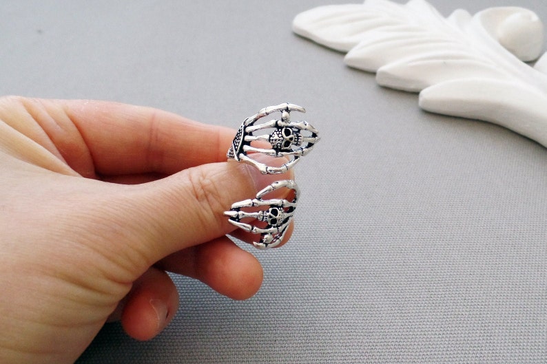 Skeleton Hand Statement Ring Adjustableskeleton Hand Ring - Etsy