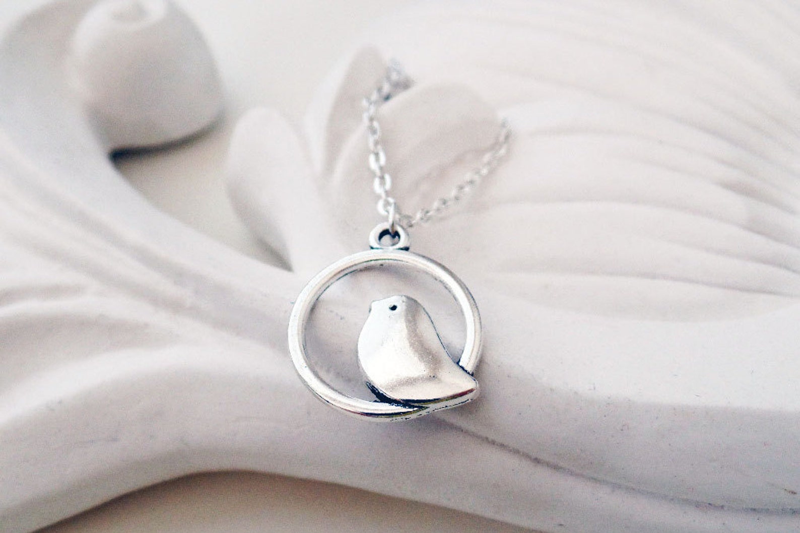 Silver Bird Necklace Silver Necklace Woodland Jewelry | Etsy