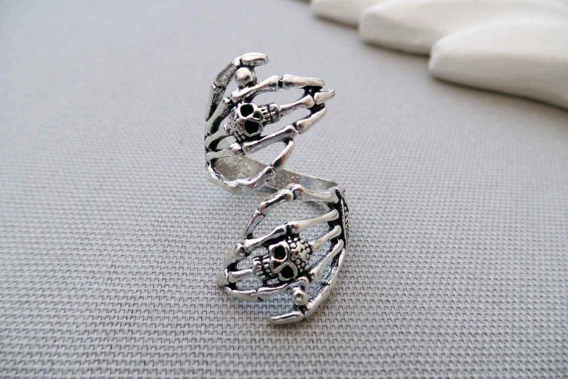 Skeleton Hand Statement Ring Adjustableskeleton Hand Ring - Etsy