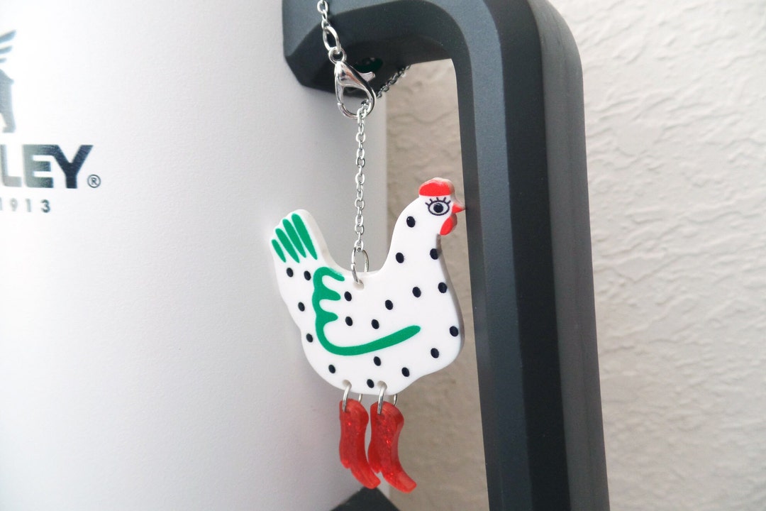 Funny Chicken Charm Chicken With Boots Stanley Cup Handle Charm Tumbler ...