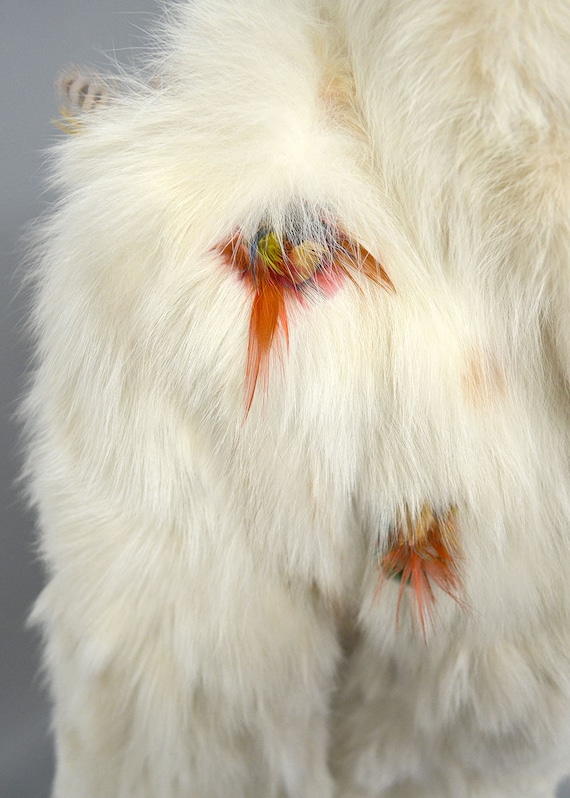 Vintage Arctic Shadow Fox Shaggy Patchwork Dyed Roost… - Gem