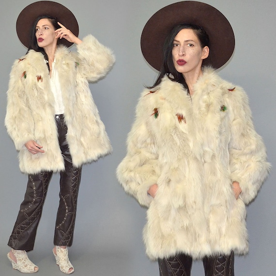 Vintage Arctic Shadow Fox Shaggy Patchwork Dyed Roost… - Gem