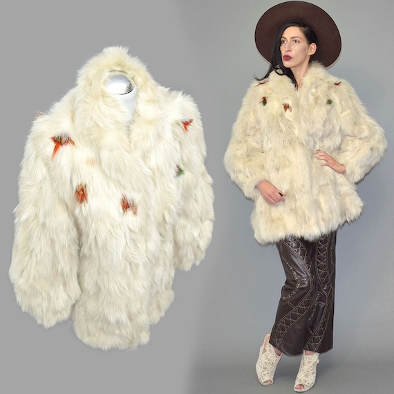 Vintage Arctic Shadow Fox Shaggy Patchwork Dyed Roost… - Gem