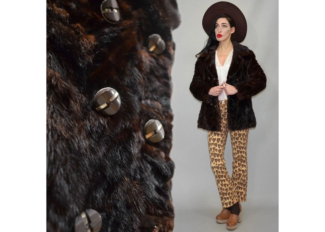 Vintage Shaggy Mink Claw Fur Patchwork Hippie Glam Stole A-line Tent ...