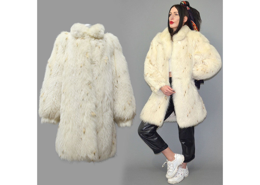 Vintage Shadow Fox Badger Feathery Embroidered Fur Couture A-line ...