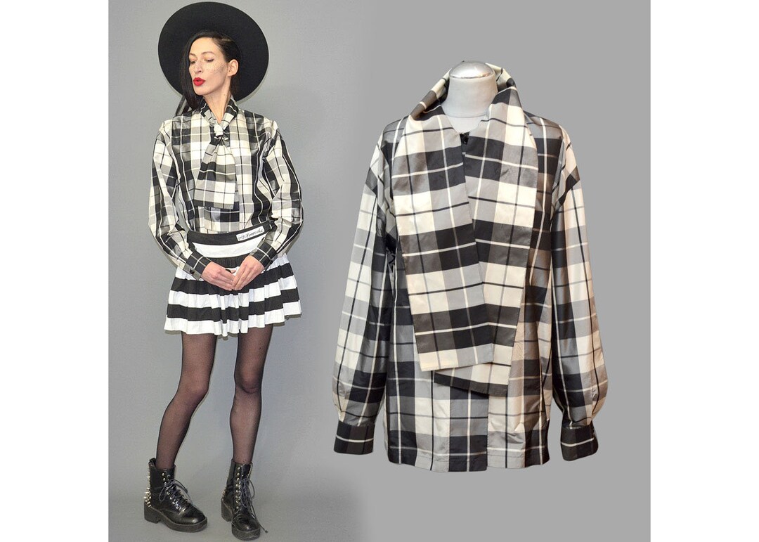 Vintage Escada Check Tartan Palid Silk Taffeta Scarf Ascot - Etsy