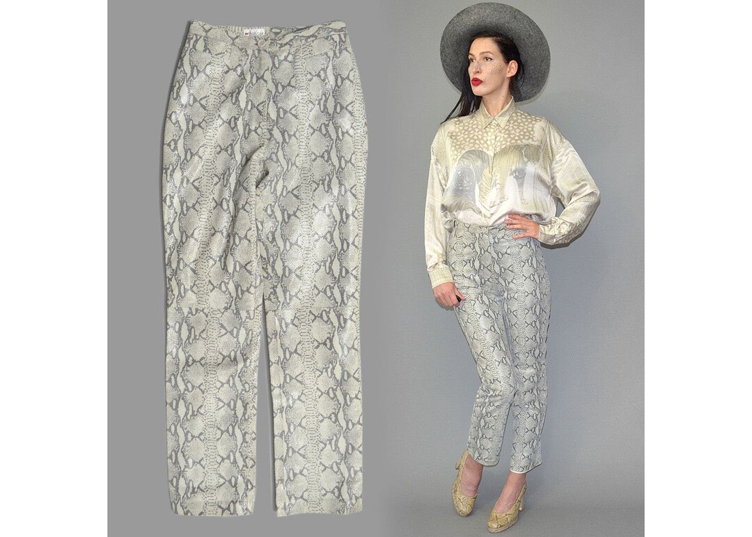 Vintage FABIANI Suede Leather Reptile Snake Python Print Cigarette ...