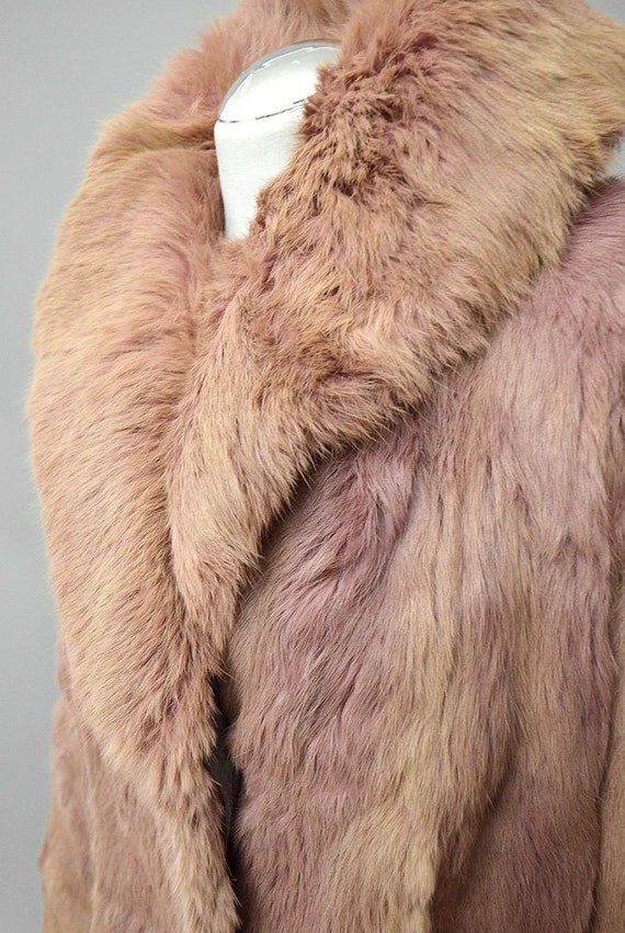 Vintage Pastel Pink Dyed Real Rabbit Fur Box Coat Ten… - Gem