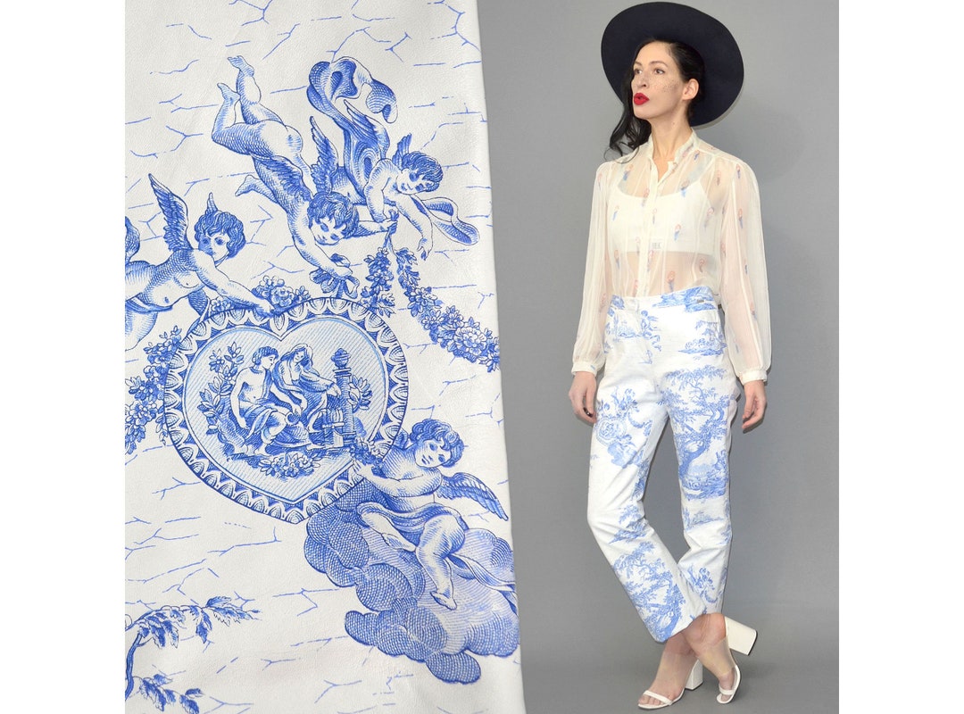Vintage ESCADA Ink Sketch Mythological Real Leather Designer Pants ...