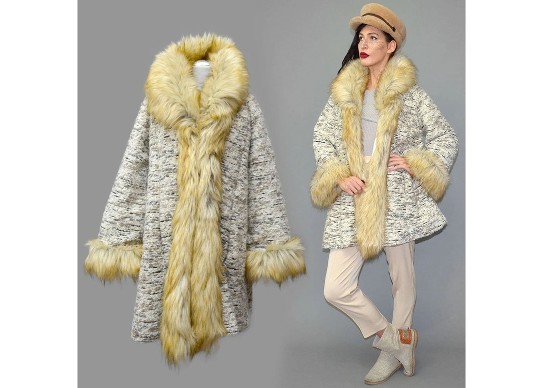 Vintage ITALIAN Tre Sorelle Wool Bouclé Blanket Designer Faux Fur ...