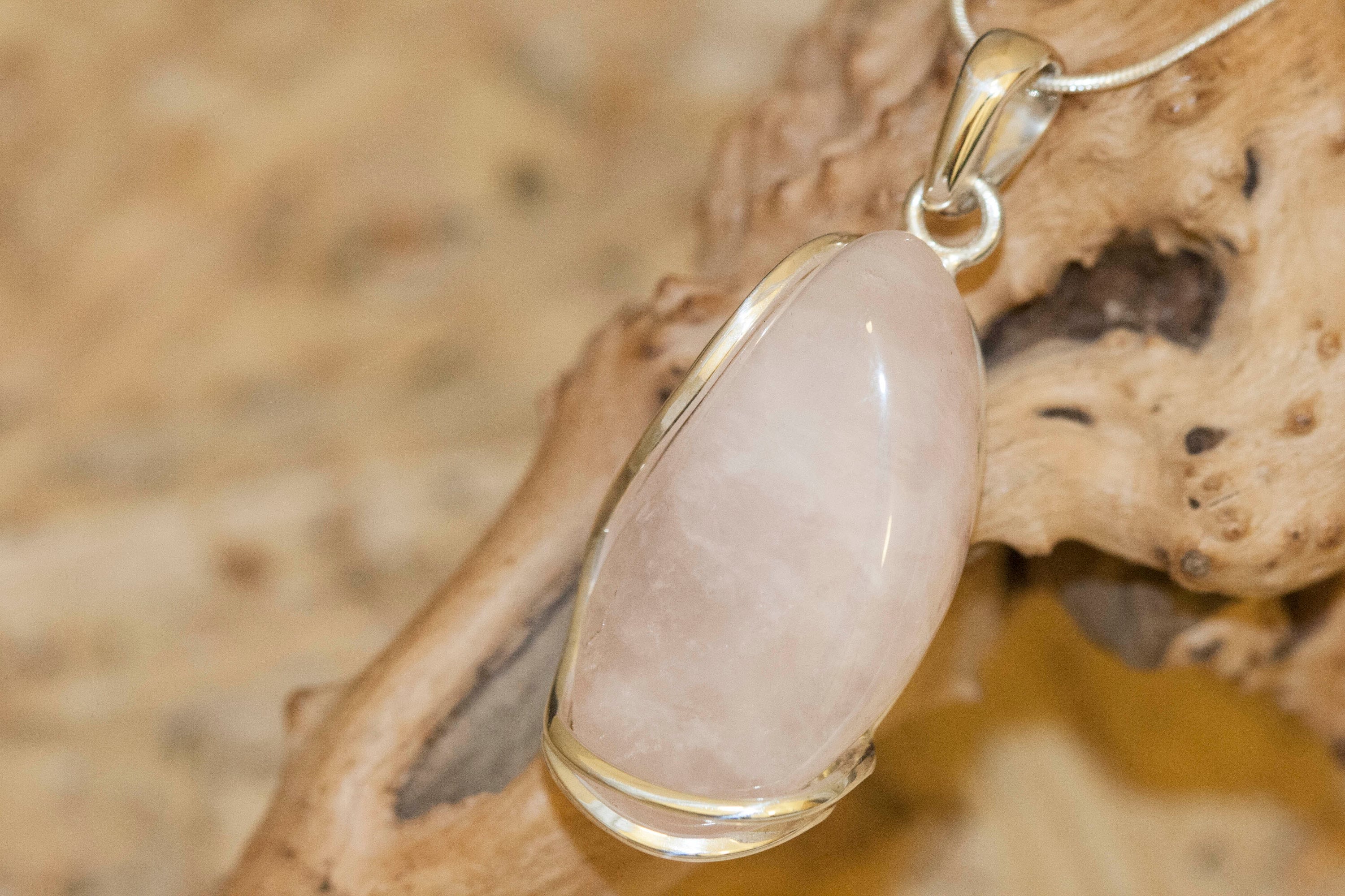 Rose Quartz pendant in Sterling Silver. modern necklace, silver pendant ...