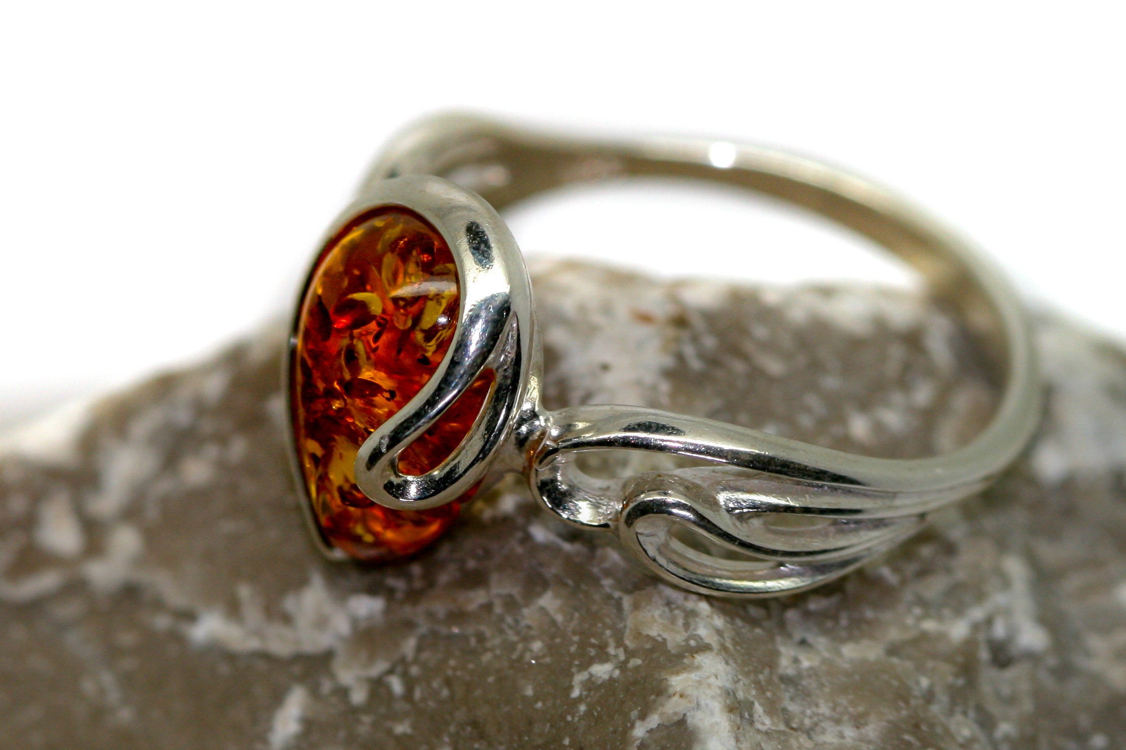 Baltic amber ring. Cognac piece of Baltic amber in sterling silver ...