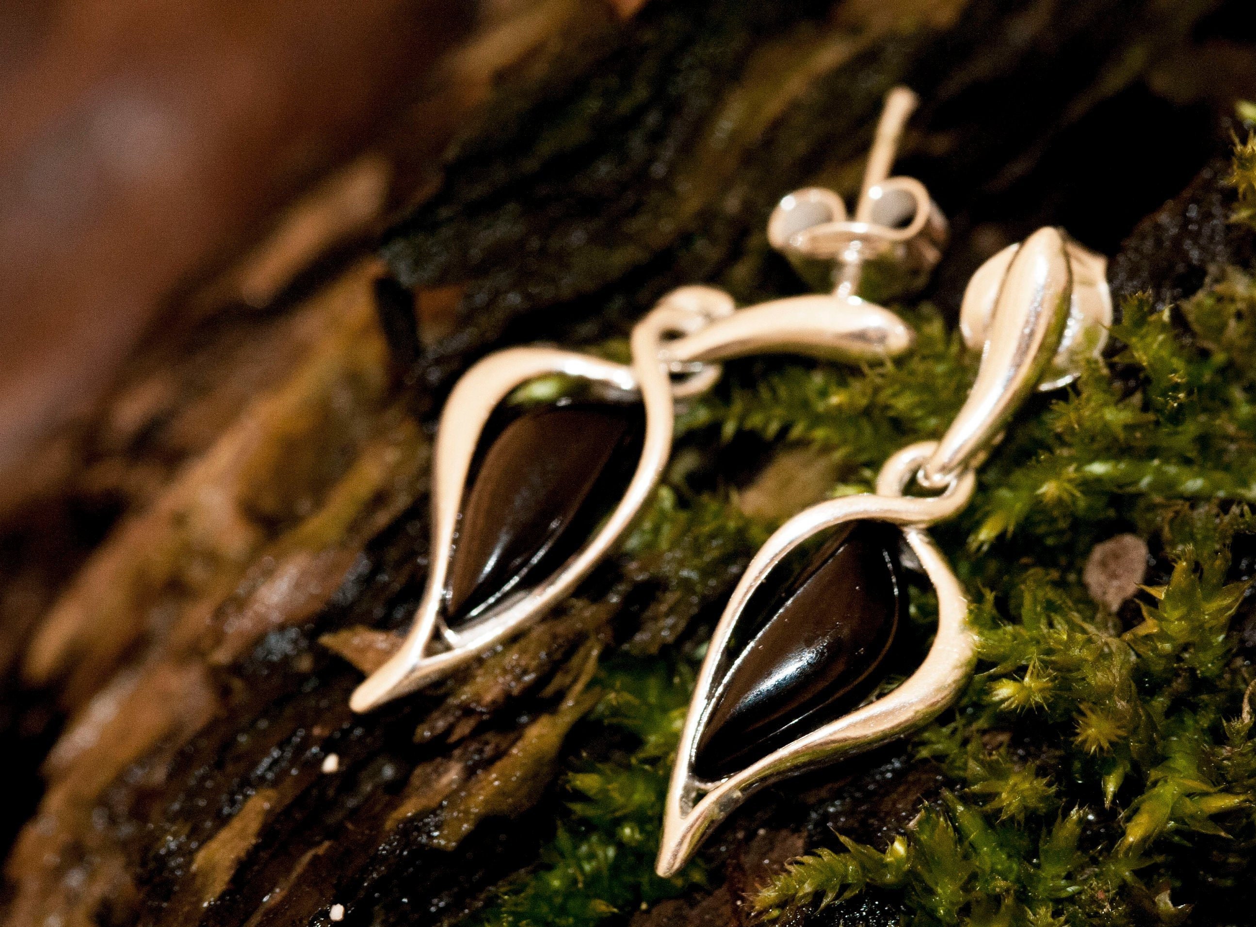 Whitby Jet Earrings. Sterling Silver Earrings, British jewellery ...