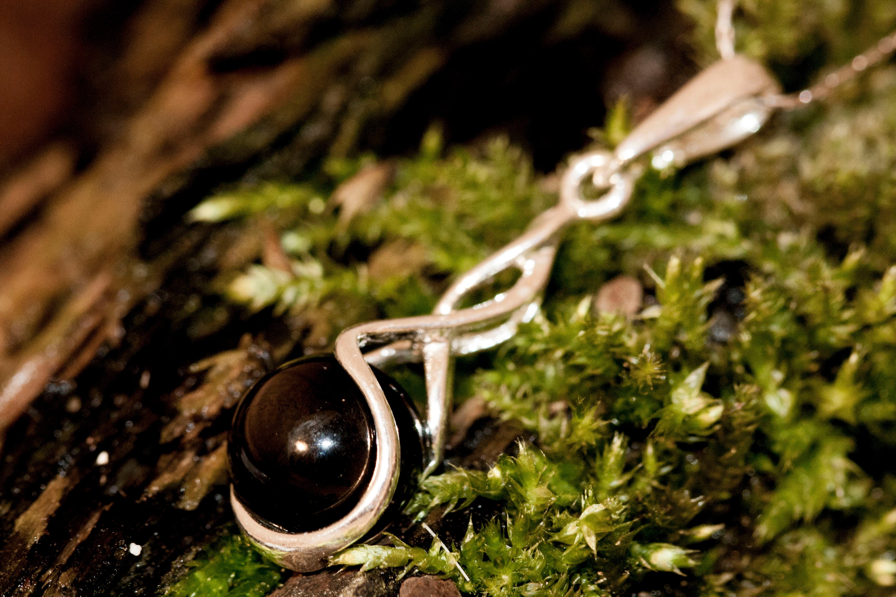 Stunning Whitby Jet Pendant. Sterling Silver Necklace, Original British ...