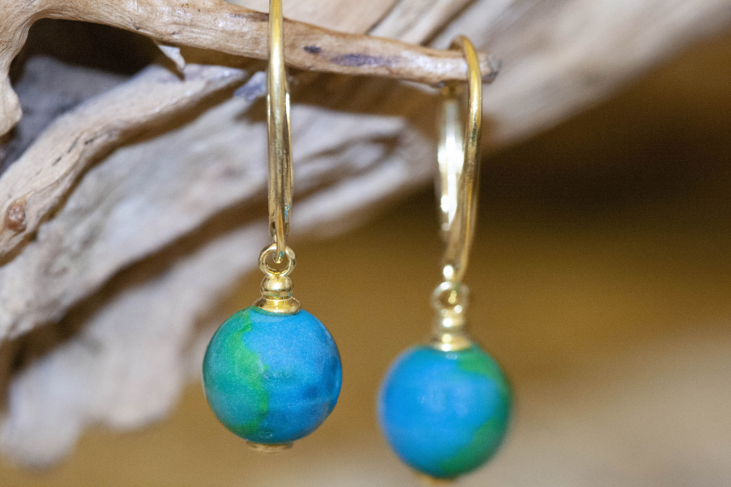 Chrysocolla & Gold. Drop earrings. Designer jewelry. Contemporary ...