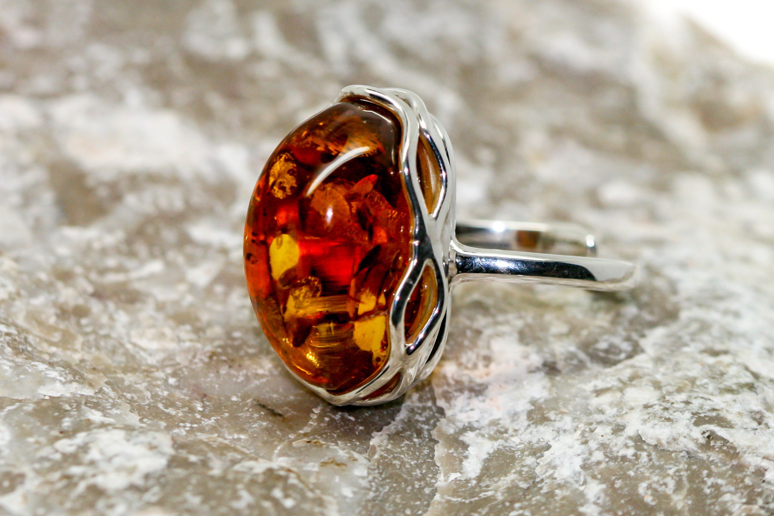 Baltic amber ring. Baltic amber & sterling silver, unique ring ...