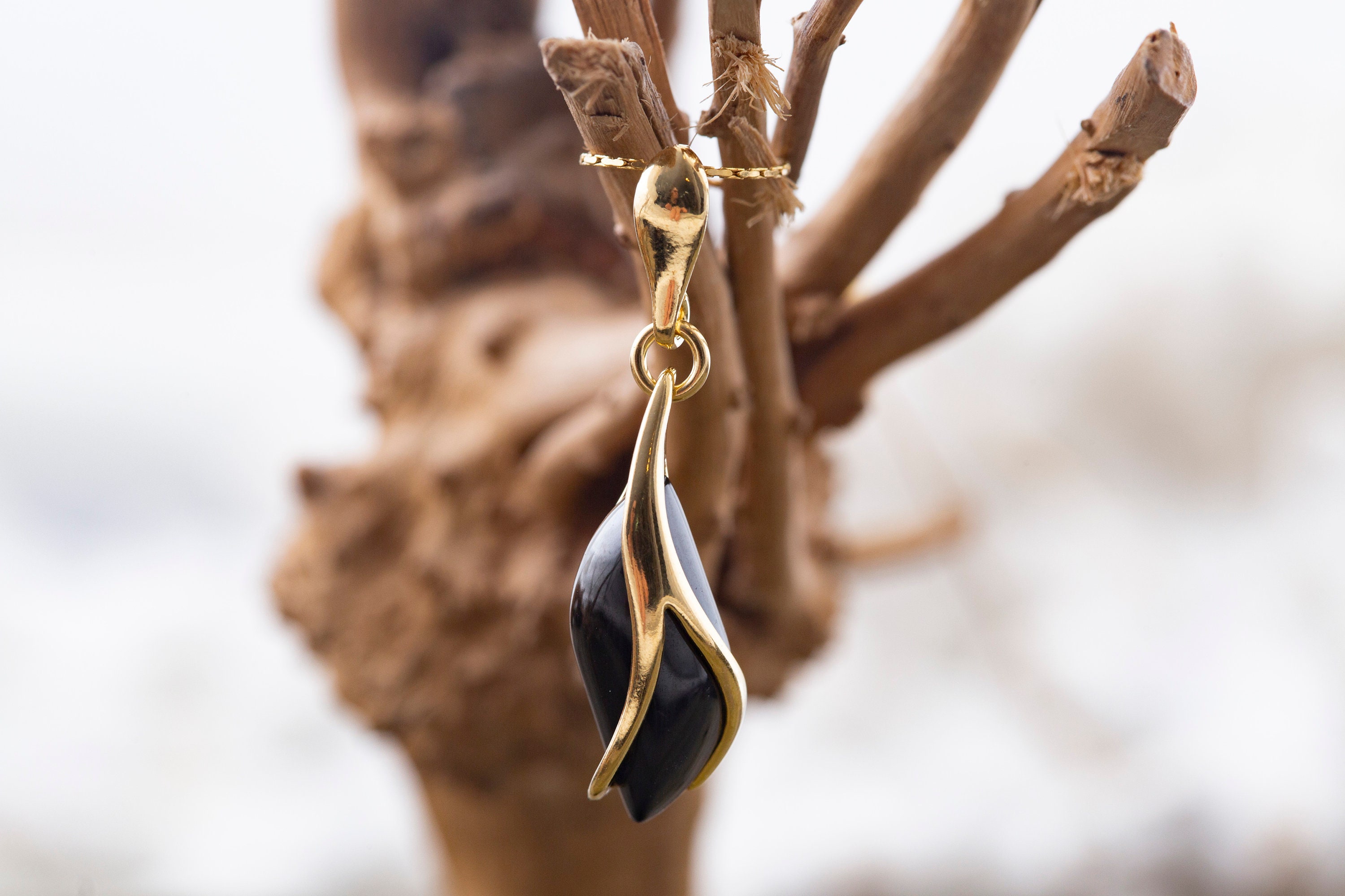 Whitby Jet & Gold. Whitby jet pendant, gold necklace. Perfect gift for ...