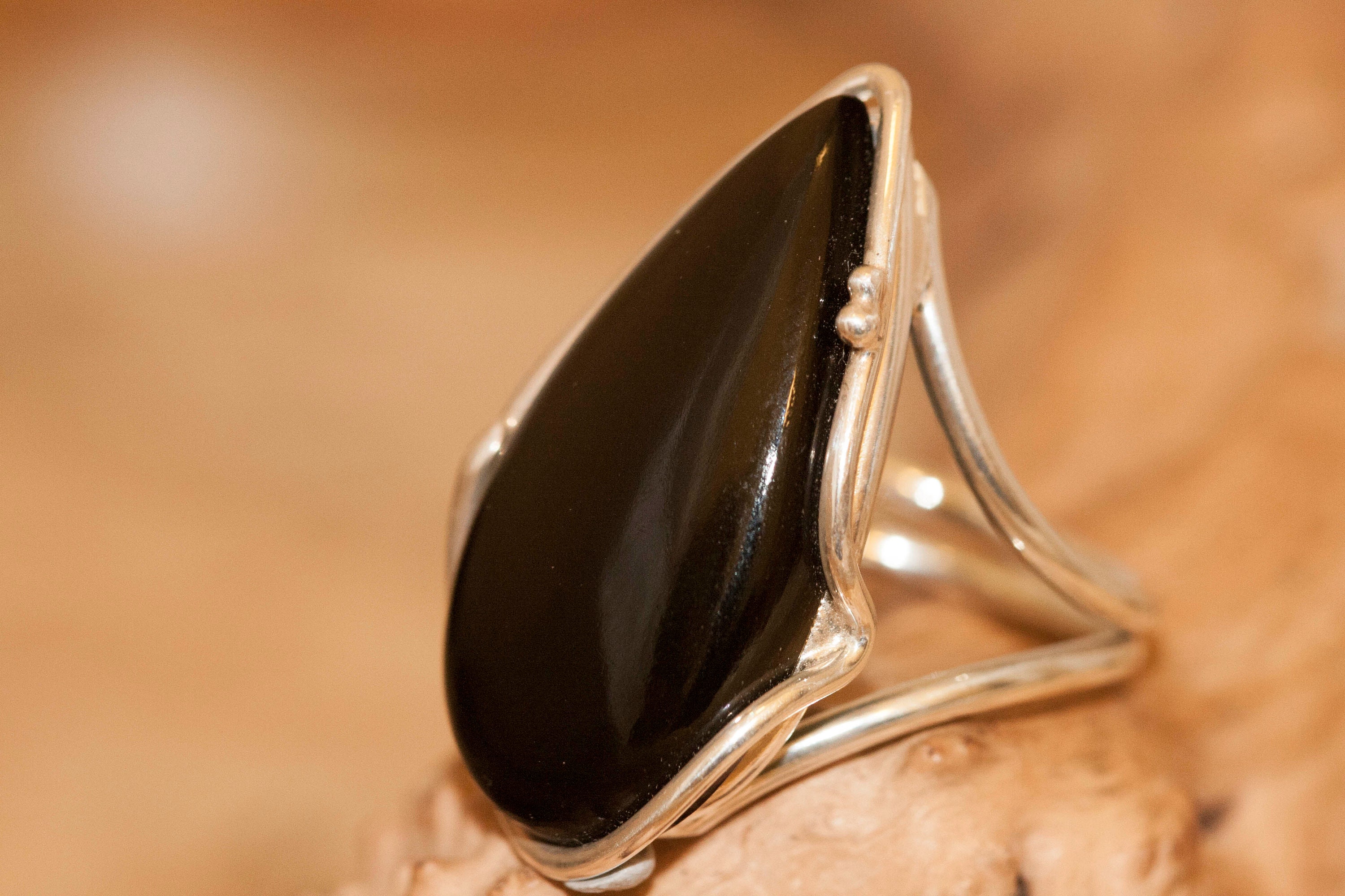 Black Onyx Ring fitted in Sterling Silver setting. Onyx ring. Onyx and ...