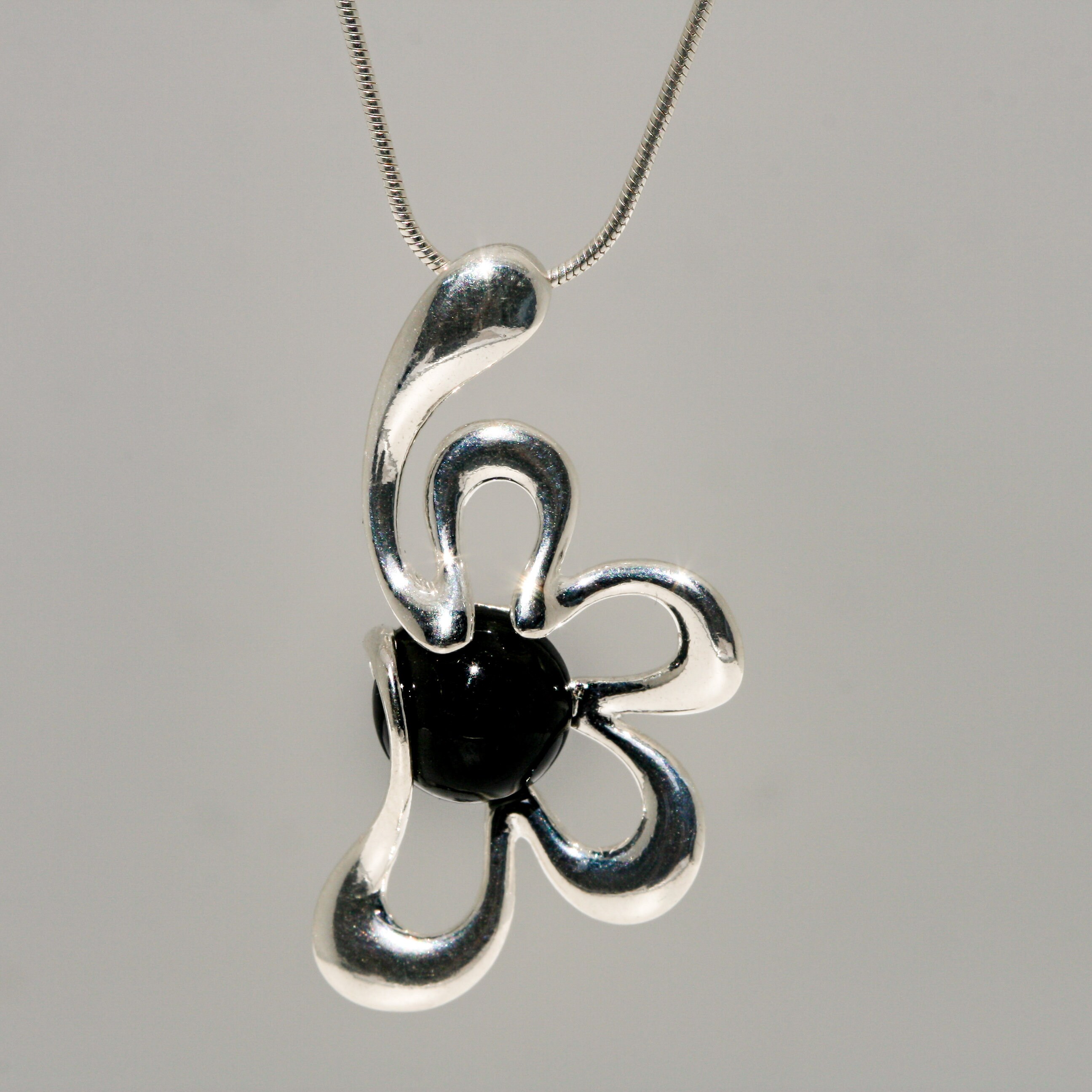 Lovely Whitby Jet Pendant. Sterling Silver Necklace, Original British ...