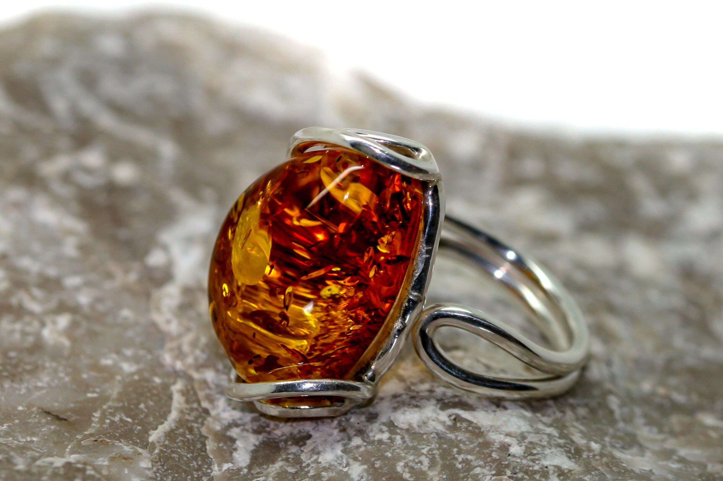 Baltic amber ring.Baltic amber & sterling silver, unique ring ...
