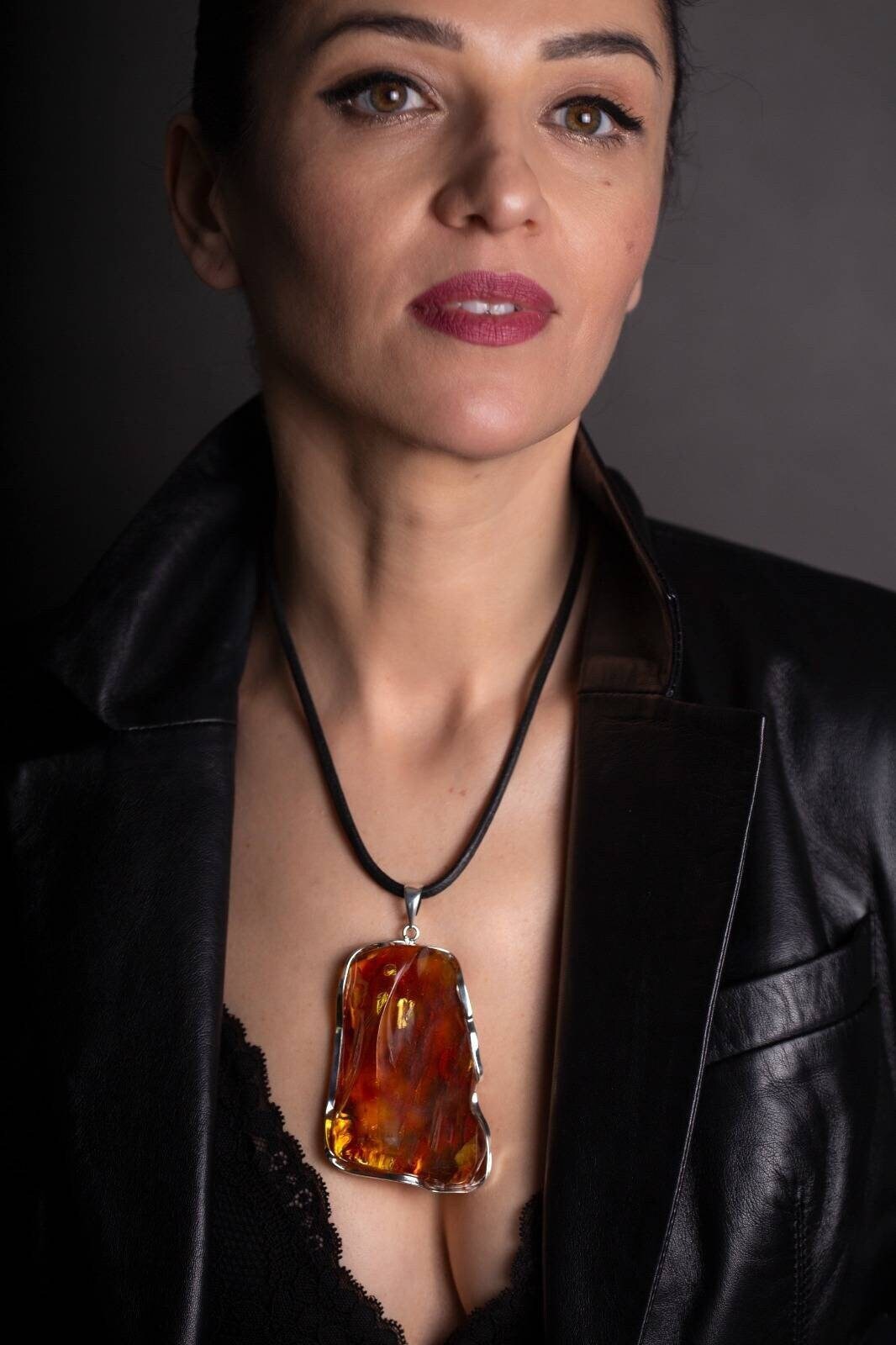 Baltic Amber Pendant. Elegant pendant. Designer pendant. Substantial ...